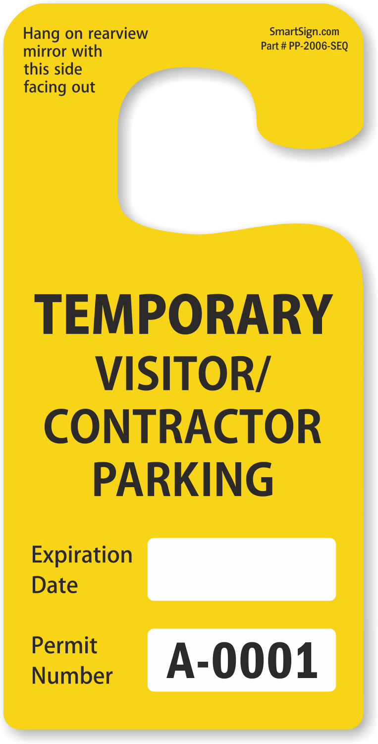 Stock Contractor Parking Permit Hang Tag, SKU: PP-2006-SEQ