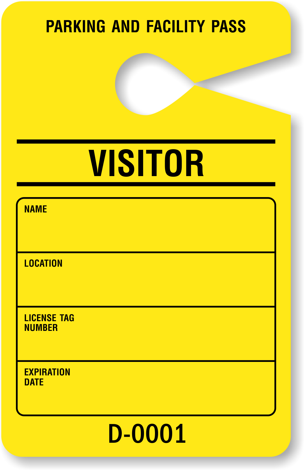 Visitor Parking Pass - Fluorescent Yellow Tags, SKU: PP-0221