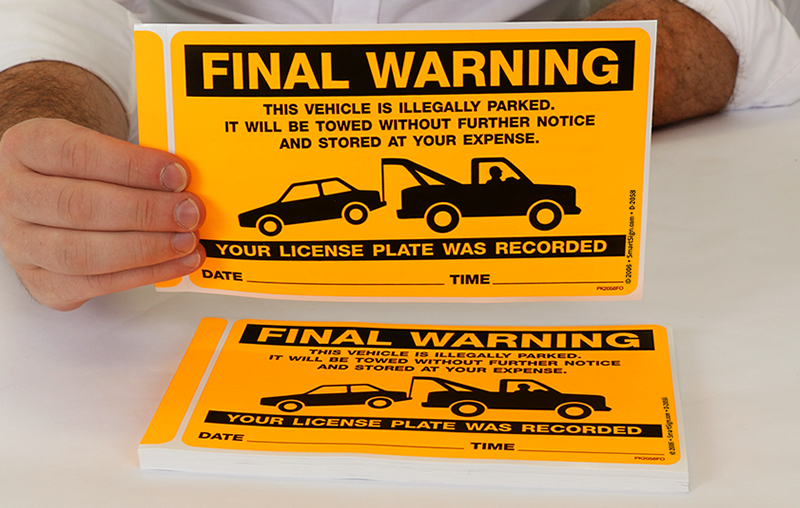 5 In X 8 In Parking Violation Stickers Final Warning Vehicle Is 