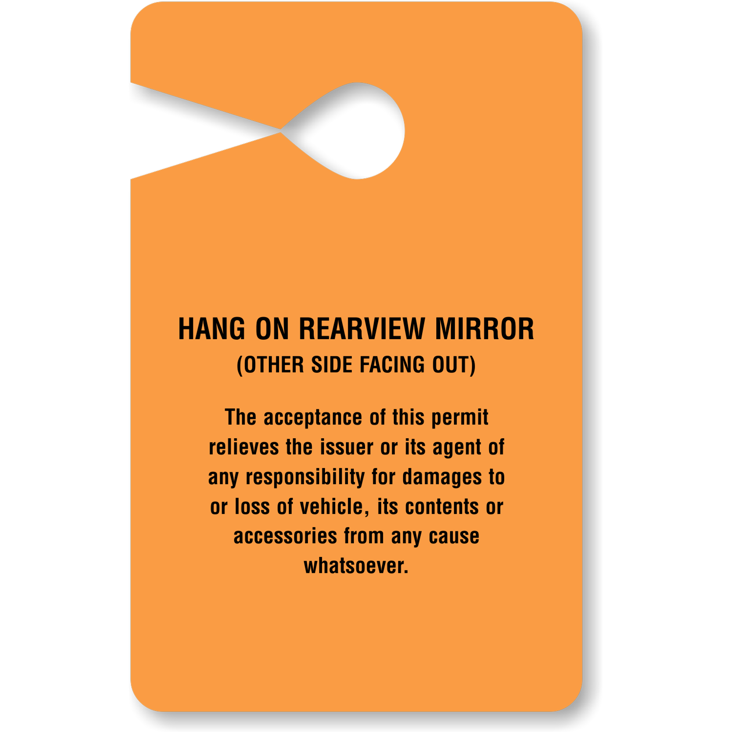 Guest Parking Pass - Fluorescent Orange Tags, SKU: PP-0219