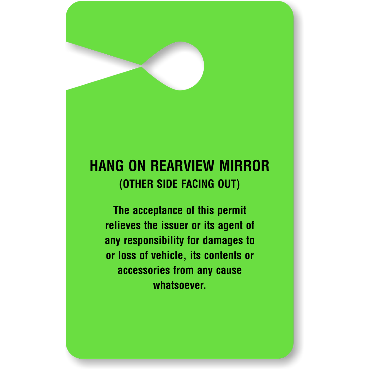 Temporary Parking Pass - Fluorescent Green Tags, SKU: PP-0220