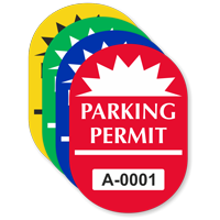 Parking Permit Capsule Shaped Sticker Signs, SKU: PP-0202